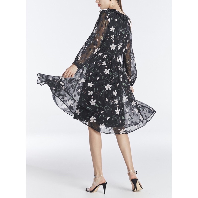 Espada Dress ลายดอกไม้ สีดำ Size XL รุ่น Floral Print Dress 3986 ...
