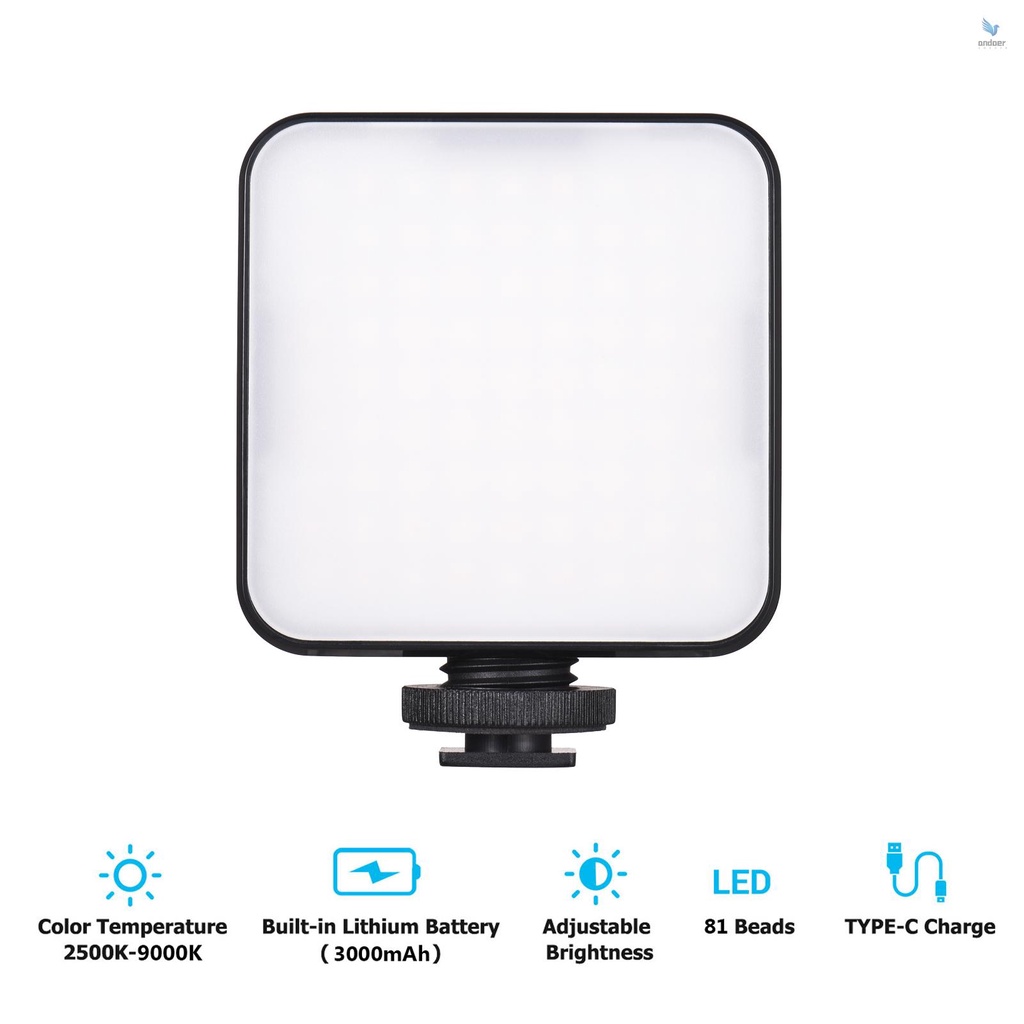 Andoer ST81 ไฟวิดีโอ LED 2500K-9000K อุณหภูมิ 2 สี ปรับได้ CRI95+ พร้อม 3 ตัวยึด สำหรับ VLOG ...