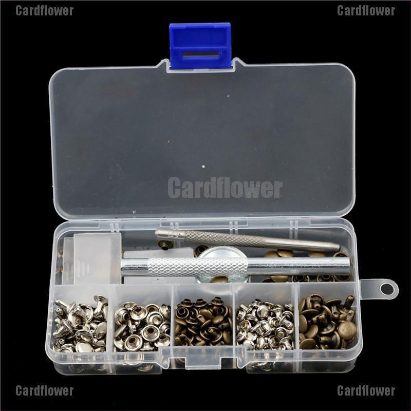 Cardflower 120pcs/set Leather Craft Repair Double Cap Rivets Tubular ...