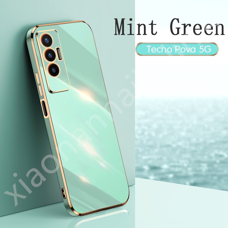 2 IN 1 Tecno Pova 5G LE8 เคสชุบ พร้อมกระจกนิรภัยโค้งสองชิ้น หน้าจอ ...