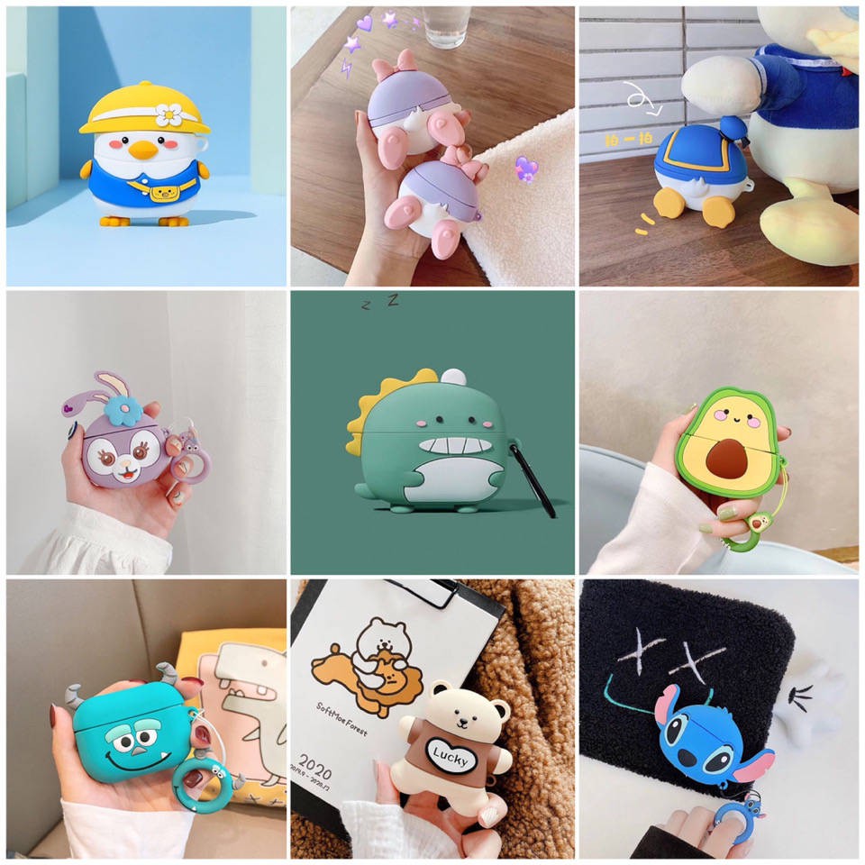 Meng Meng ไดโนเสาร์การ์ตูนน่ารัก Airpods ซิลิโคน Case Pro Apple 2 หูฟัง ...