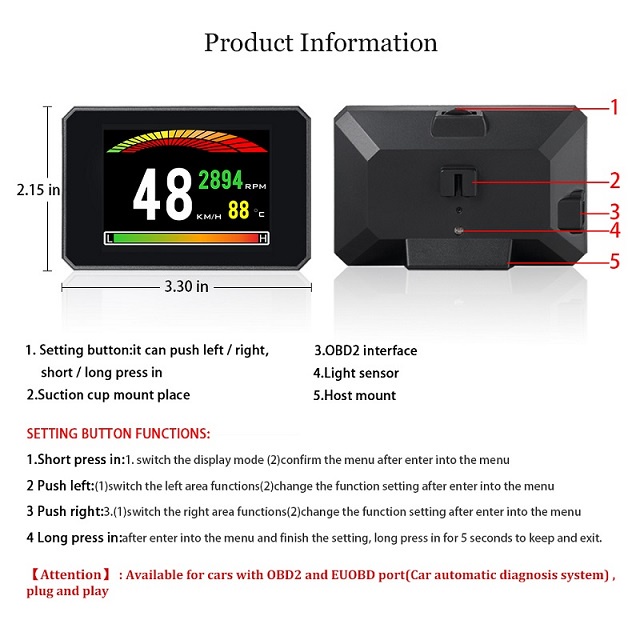OBD2 สมาร์ทเกจ Smart Gauge Digital MeterDisplay P16 Plus ของแท้เมนูภาษา ...