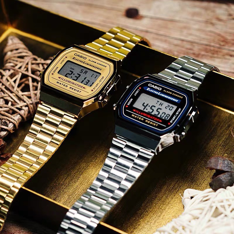 Free shipping CASIO vintage trendy gold watch One year warranty ...
