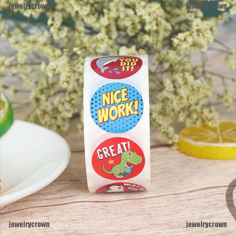 [Crown] 500PCS/Roll Nice Work Super Job Stickers Stationery Sticker ...
