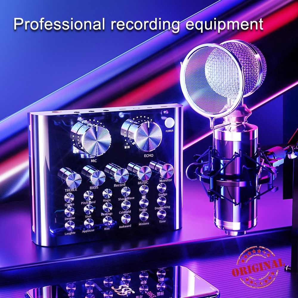 Live Sound Card V8 Pro External Audio USB Microphone Live Streaming ...