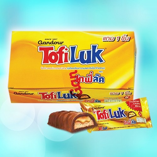 โทฟี่ลัค (Tofiluk) บิสกิตเคลือบคาราเมลและครีมช็อกโกแลตนม บรรจุ 12 ชิ้น ...
