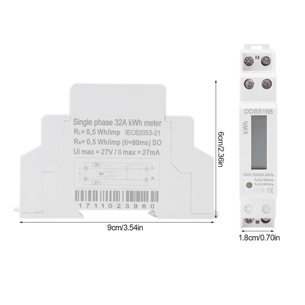 Digital LCD 220V Single phase DIN-Rail Electric Meter 5-32A Electronic ...
