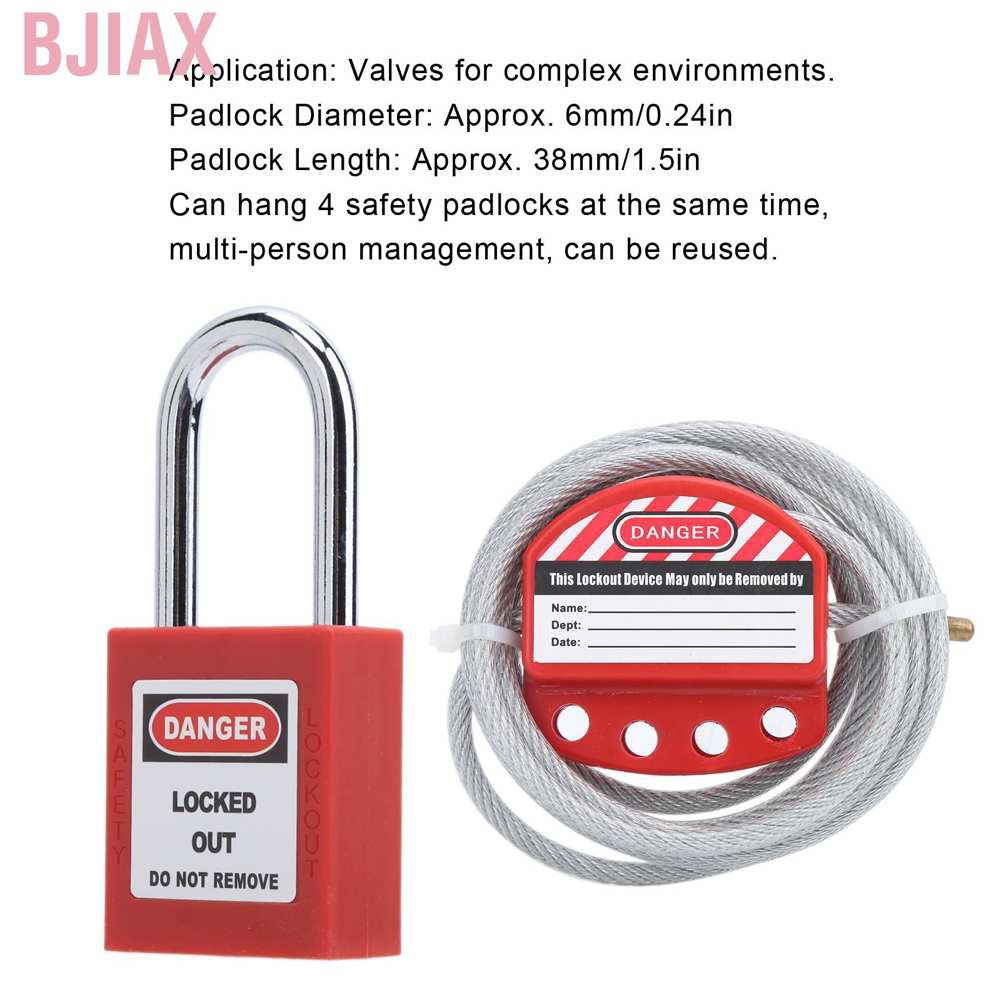 ☍Bjiax Cable Lockout Hasp Adjustable 6mm/0.24in Diameter 38mm/1.5in ...