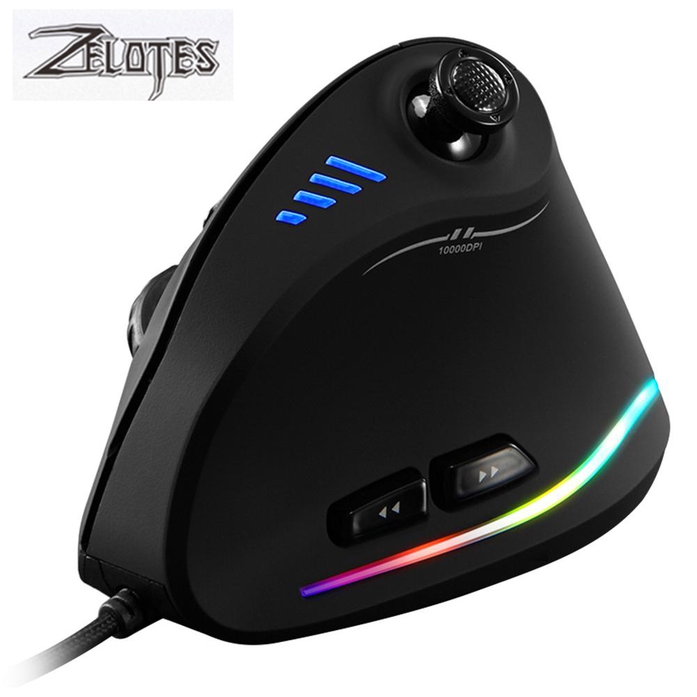 เมาส์ZELOTES Vertical Gaming Mouse Programmable USB Wired RGB Optical ...