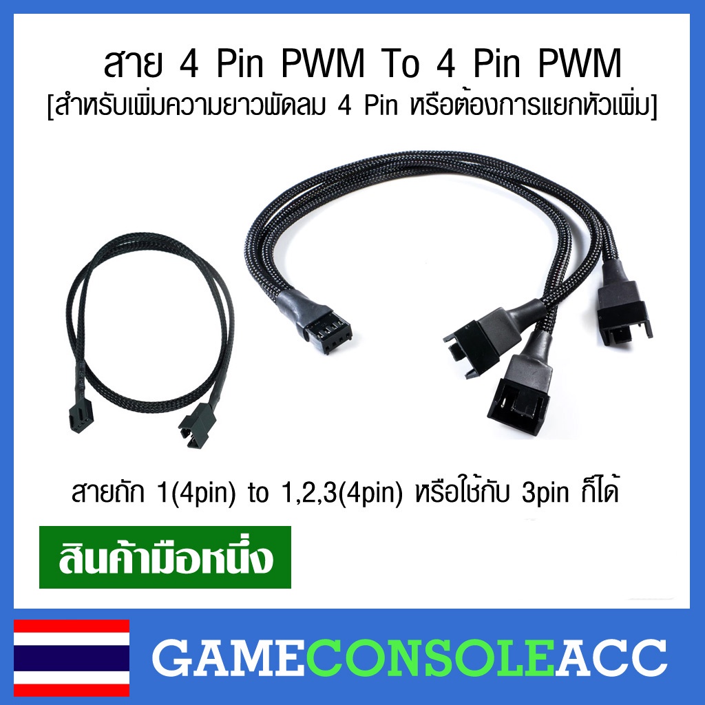 สายถัก 4 Pin PWM To 4 Pin PWM สำหรับเพิ่มความยาวพัดลม 4 Pin หรือต้องการ ...