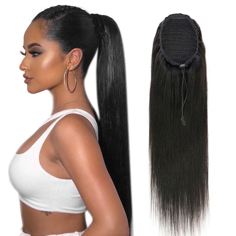 BMRSHAIR 100 Human Hair Drawstring Ponytail For Black Women Elastic ...