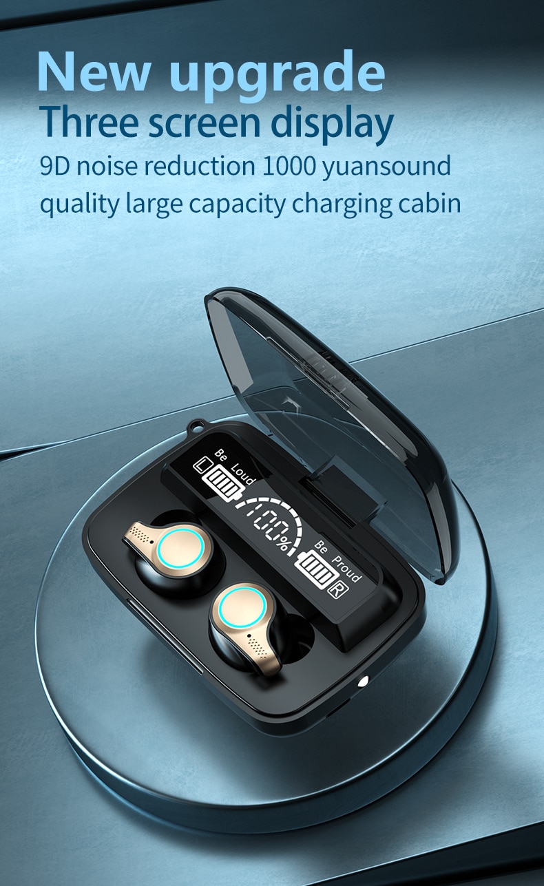 TWS Bluetooth 5.1 Earphones 5000mAh Charging Box Wireless Headphone 9D ...