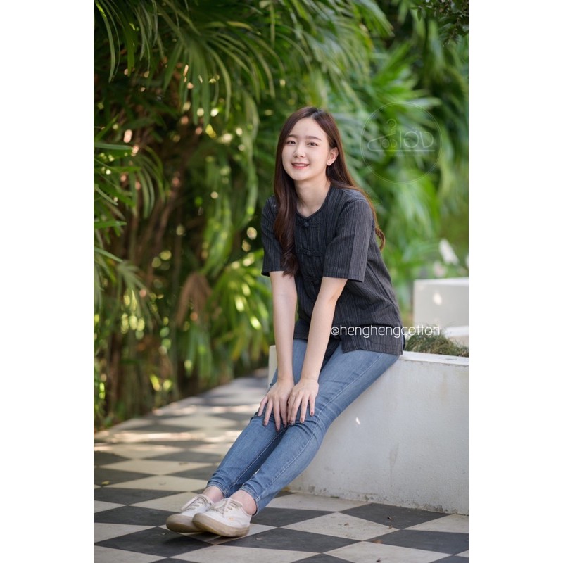 ผ้าฝ้ายกระดุมหน้าชุด2 ทรงม่อฮ่อม - henghengcotton - ThaiPick