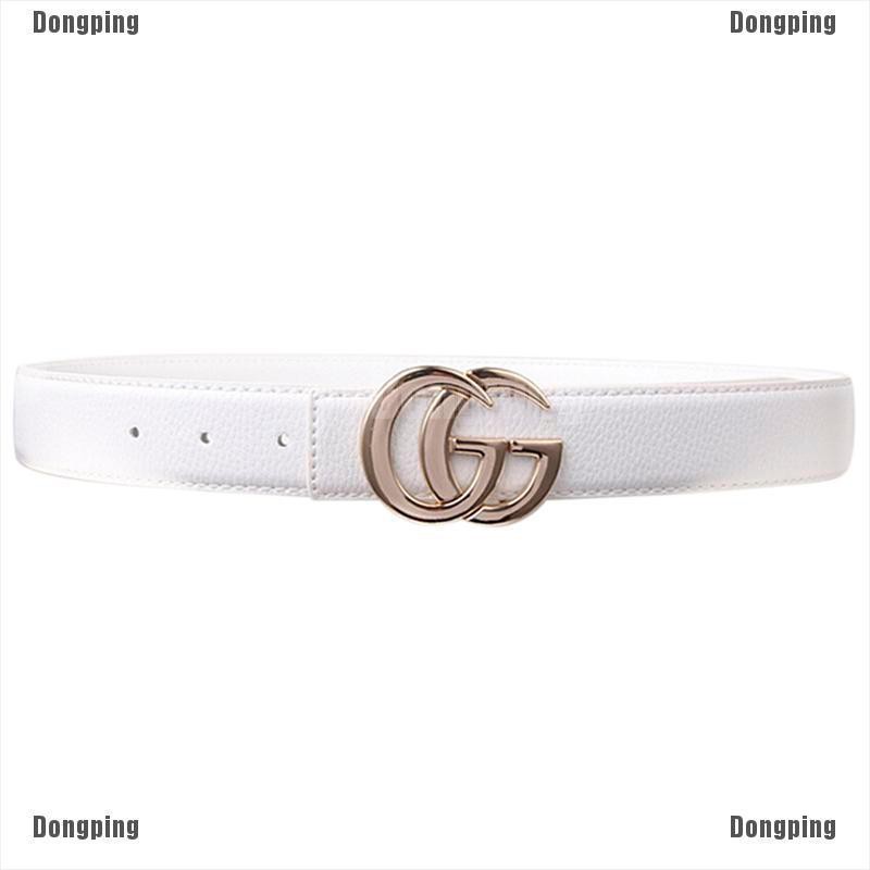【don】Vintage Women Double G Belt Metal Leather GG Buckle Waist Belt ...