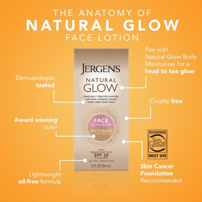 Jergens Natural Glow Face Daily Moisturizer Sunscreen 59ml ...