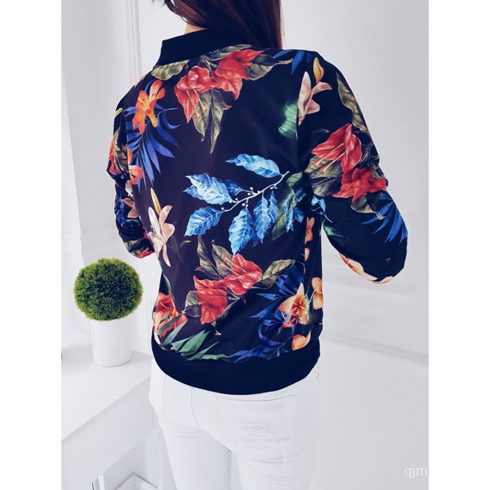 Womens Jacket Printed Long-sleeved Jackets Casual Rose Print coats N1SU ...