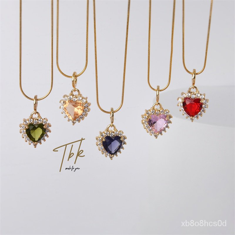 TBK 18K Gold Birthstone Collection Heart Necklace for Women Christmas ...