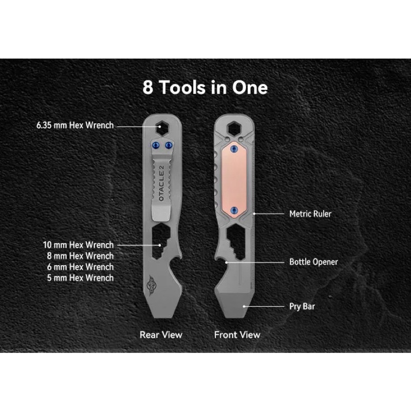 Olight OKNIFE Otacle 2 Grey Versatile Titanium Tool with Copper Inlay 8in1 - chp_power - ThaiPick