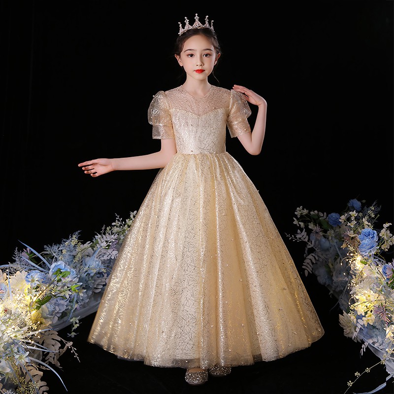 ชุดเดรสเด็กแฟชั่นชุดเจ้าหญิงเครื่องแต่งกายเปียโนตะวันตกชุดราตรีวันเกิดเด็กผู้หญิงระดับไฮเอนด์ชุด
