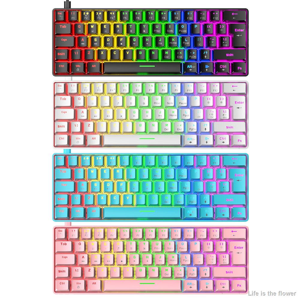 ♟T60 Mechanical Gaming Keyboard Blue Switch 62 Keys USB Wired Gaming ...