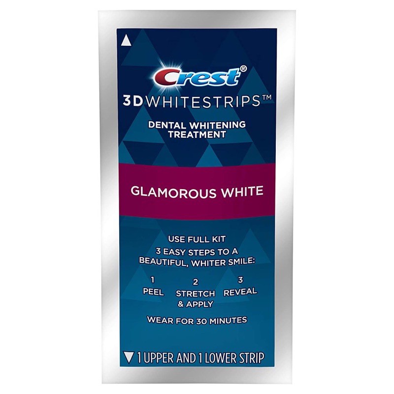 พร้อมส่งของแท้ แผ่นแปะฟอกฟัน Crest 3D Whitestrips Glamorous White Teeth ...