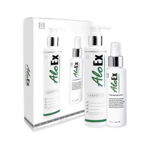ส่งฟรี และ ใช้โค้ด NEWAMAR0000 ลด 80 บาท เซ็ท 2ชิ้น AloEx Hair Regrowth Set (Shampoo 200ml Serum ...
