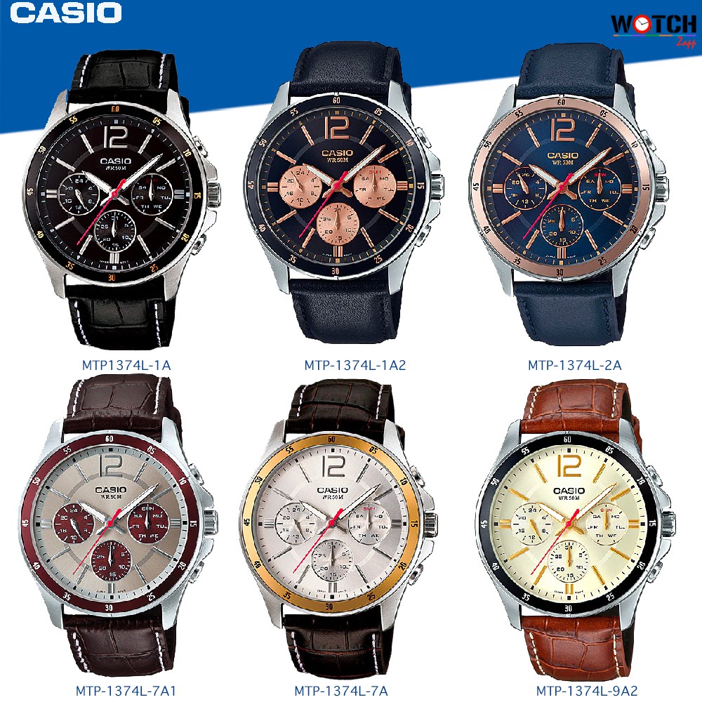 CASIO นาฬิกาข้อมือผู้ชายสายหนัง รุ่น MTP-1374L-1A - 05oyaejjyh - ThaiPick