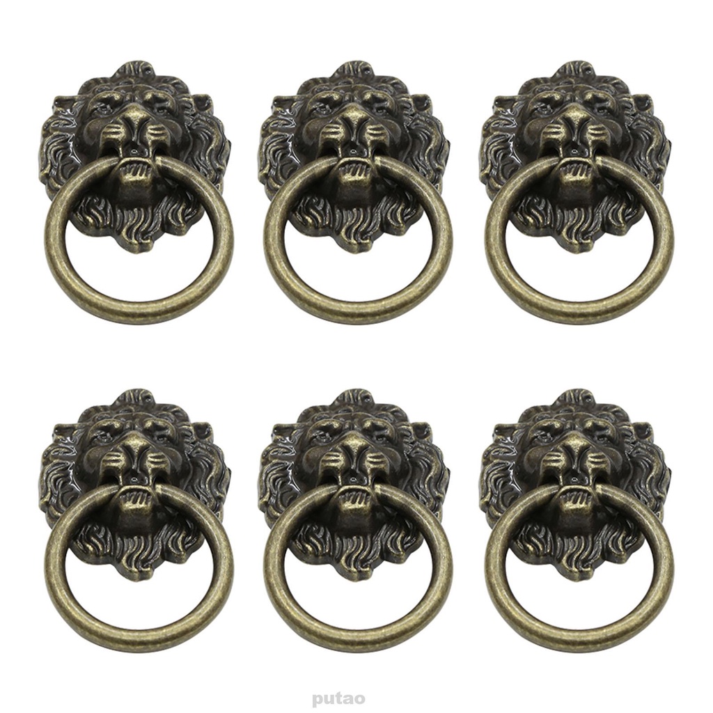 6pcs/set Bedroom Home Decor Vintage Cupboard With Screws Lion Head ...