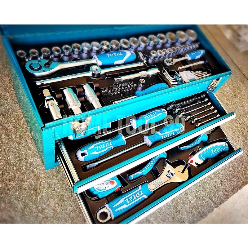 TOTAL ชุดเครื่องมือช่าง 97 ชิ้น รุ่น THPTCS70971 พร้อมกล่องเก็บเครื่องมือ 97 pcs Tool Chest Set ...