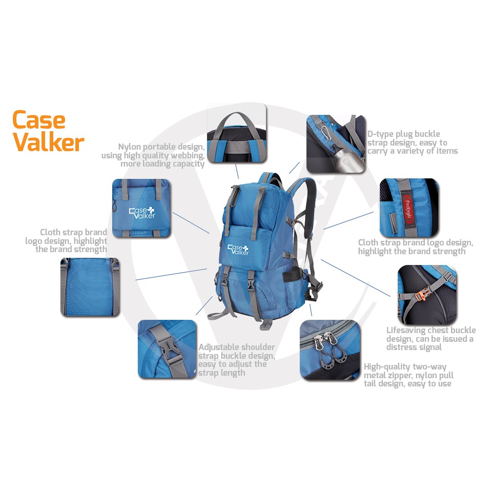 Case Valker Outdoor Travel Nylon Hiking Bag Backpack (50L) - 1pr9tawz18 ...