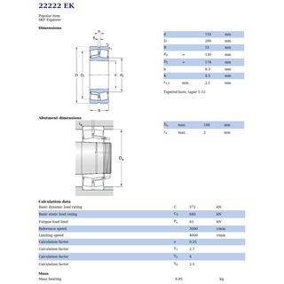 22222 EK SKF ตลับลูกปืนเม็ดโค้งสองแถวปรับแนวได้เอง รูเตเปอร์ รู K 22222 ...