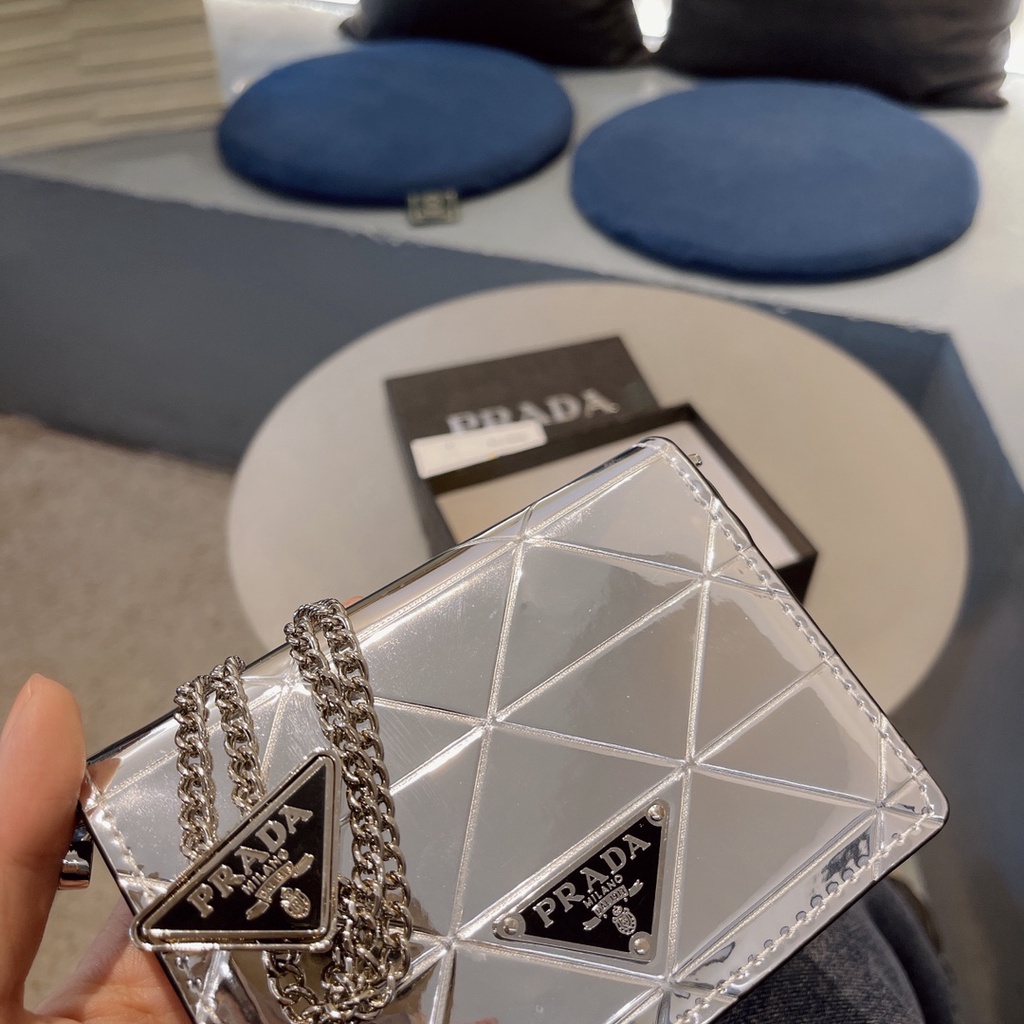 พร้อมกล่อง Prada Mirror Mini Shoulder Bag Ladies Fashion Versatile ...
