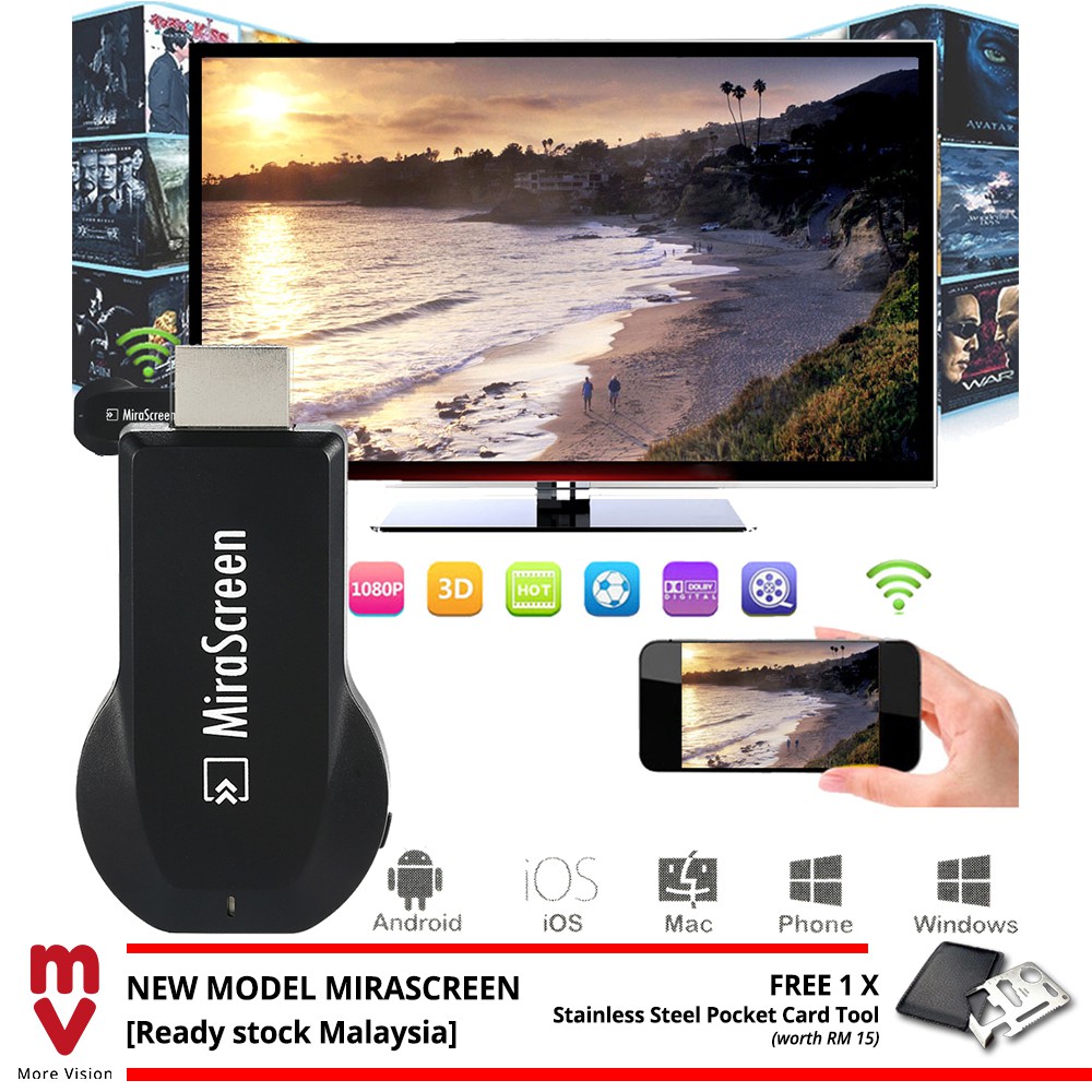MiraScreen TV Stick Screen Mirroring DLNA Airplay Miracast EZcast IMHV ...