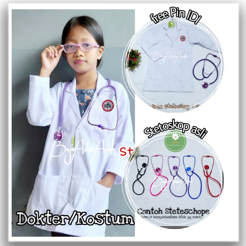 ชุดเสื้อผ้าหมอ สําหรับเด็ก เครื่องแต่งกายหมอ CILIK แบบมืออาชีพ Jas หมอ ...