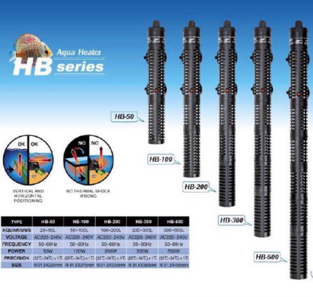 ฮีทเตอร์ตู้ปลา Heater Periha HB 50w 100w 200w 300w 500w - p.s.aqua - ThaiPick