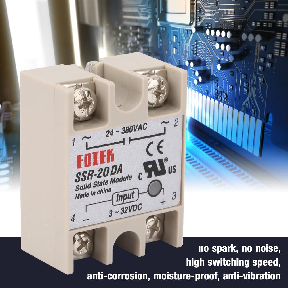 24-380V 20A Control 3-32V AC DC Relay DC to AC SSR-20DA Input State ...