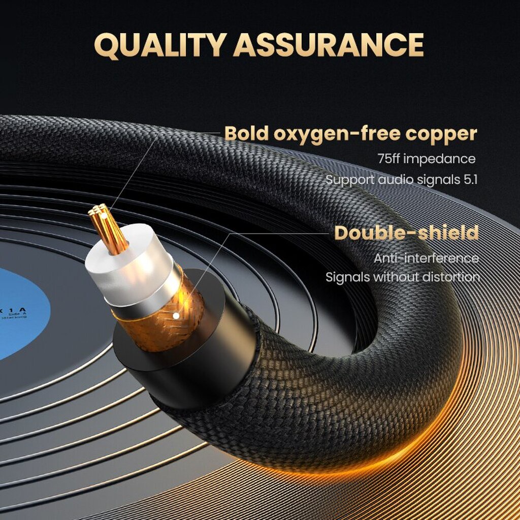 UGREEN (AV155) HiFi 5.1 SPDIF RCA to RCA Male to Male Coaxial Cable ...