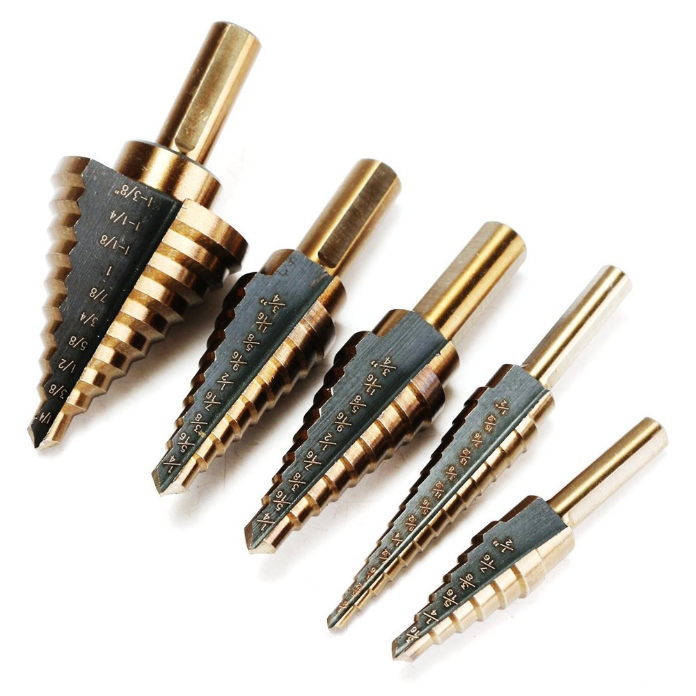 5pcs HSS Cobalt Multiple Hole 50 Sizes Step Drill Bit Set with Aluminum ...
