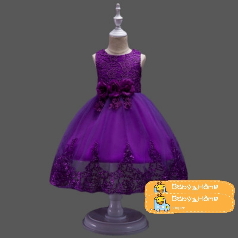 Cekcya Girls Floral Dress Kids Wedding Gown Girl Robe Princess Purple ...