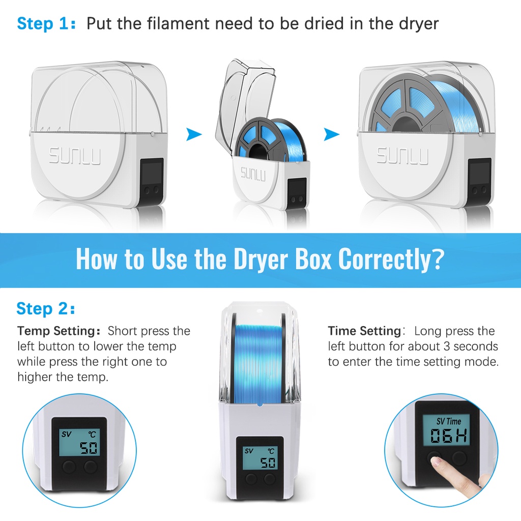 SUNLU FilaDryer S1 New arrival 3D Filament Dryer Box Kickstarter ...