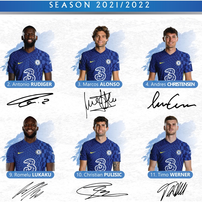 โปสเตอร์ เชลซี พร้อมลายเซ็นทั้งทีม ภาพคมชัดใบหนาเกรด A ขนาด 20x28 นิ้ว ...