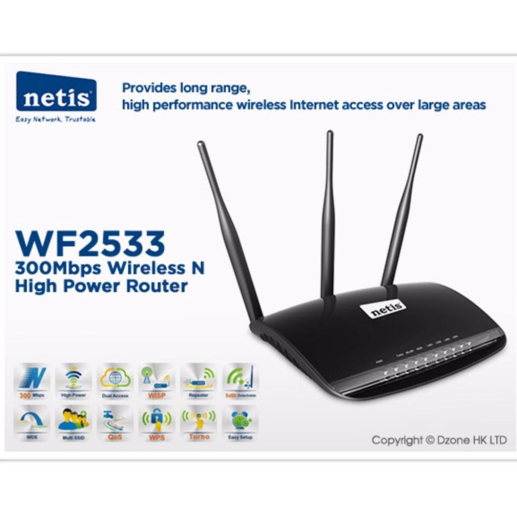 Netis WF2533 Wireless N 300Mbps High Power Router Support Repeater ...