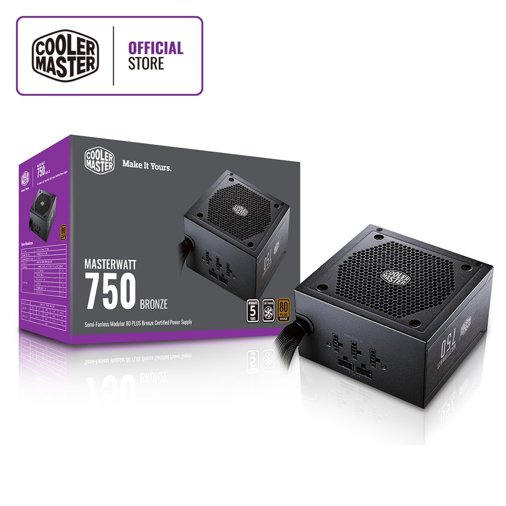 Cooler Master MasterWatt 750 Bronze PSU, 80 Plus Bronze, Dual Forward ...