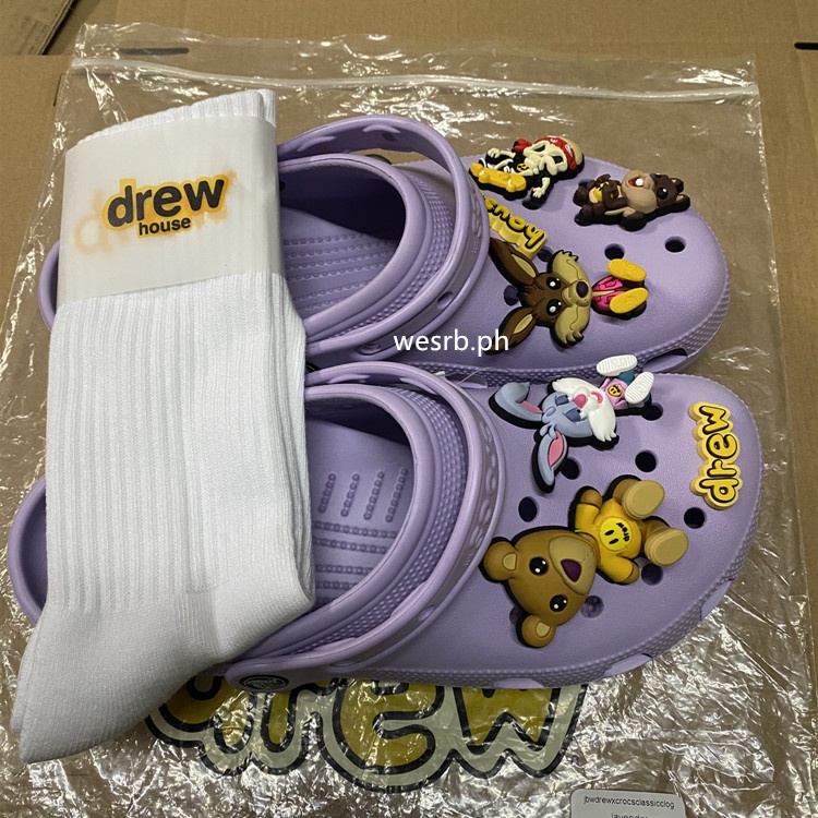 (hot)DREW HOUSE X CROCS JOINT BADGE PURPLE HOLE SHOES รองเท้าแตะ ...