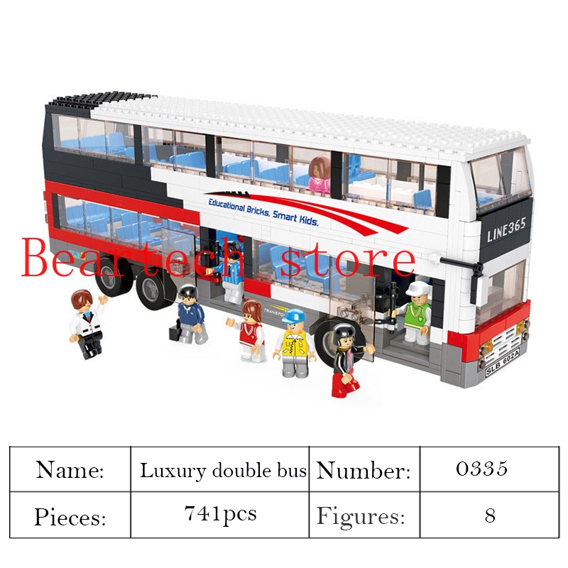 Sluban 0335 City Luxury Double-decker School Bus Building Blocks ...