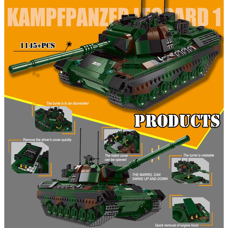 BZDA WW2 Military Tank Series Leopard 2A6 Main Battle Tank Building ...