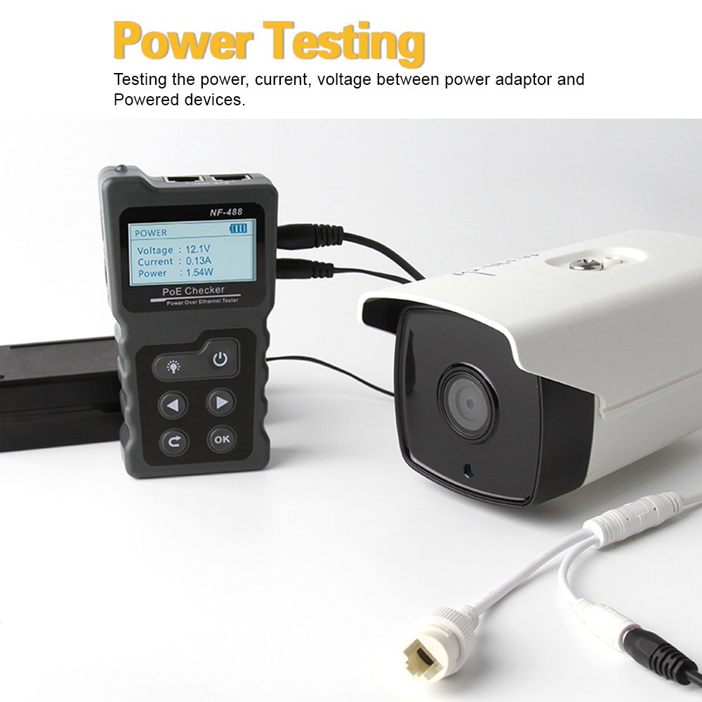 Ma เครื่องทดสอบสายเคเบิลเครือข่าย Poe Inline Poe Voltage And Current ...
