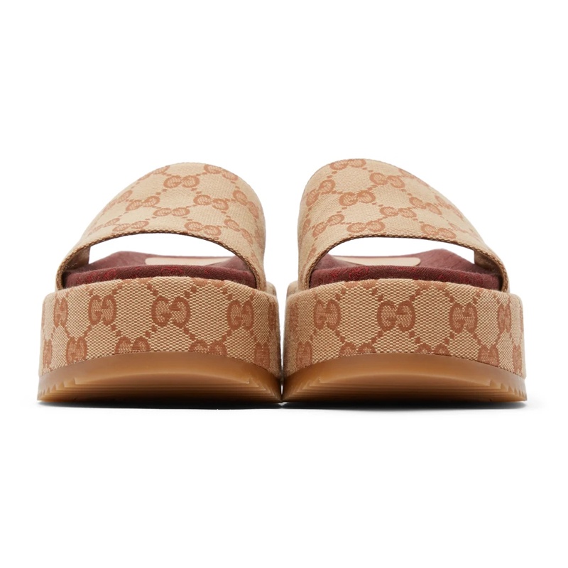 2022DeLuxeGucci Gucci 22SS Women s GG Pattern Round Toe Sandals 573018KQW00 รองเท้าแตะ - gill ...
