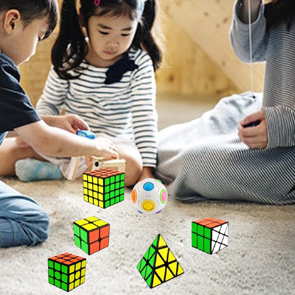 XIAORUI Rubix Cube Set, 6 Pack Speed Cubes Pyraminx + 2x2 + 3x3 + 4x4 ...