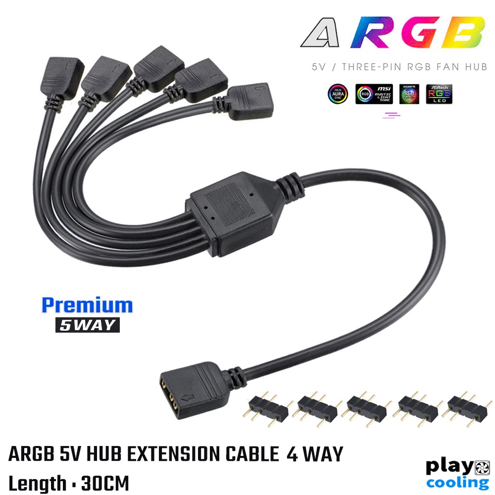 5V ARGB Hub Extension Cable 3 pin (สายต่อเพิ่มอุปกรณ์ 1 to 4 ARGB 5V 3Pin จัดส่งในไทย รับประกัน ...